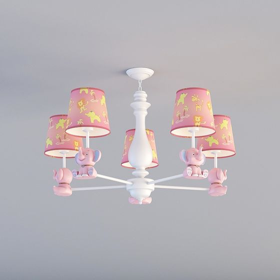 Whimsical Pink Low-Poly Light Fixture 3D model