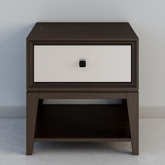 Modern Minimalist Nightstand 3D Model – Low-Poly Wood Design