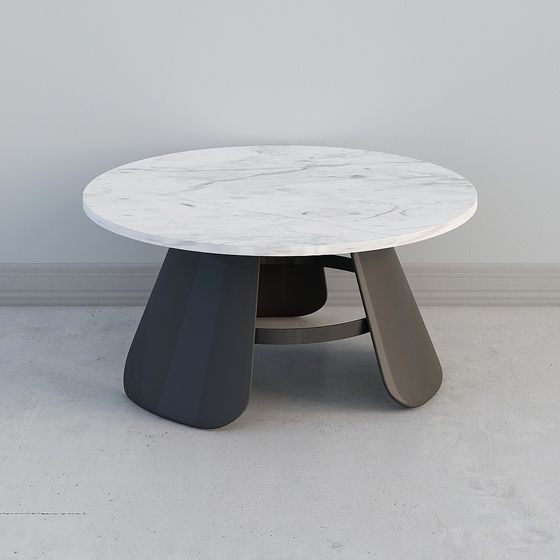 Modern Low-Poly Round Table 3D Model – Marble Texture