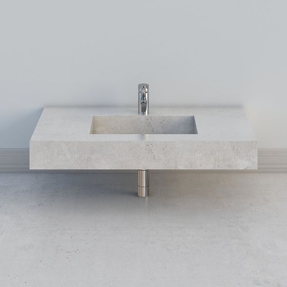 Modern Minimalist Floating Stone Countertop Basin 3D model