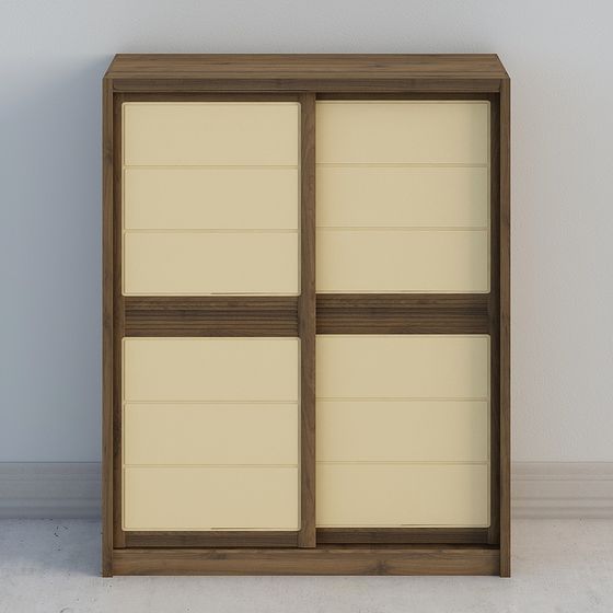 Wooden Sliding Wardrobe 3D model