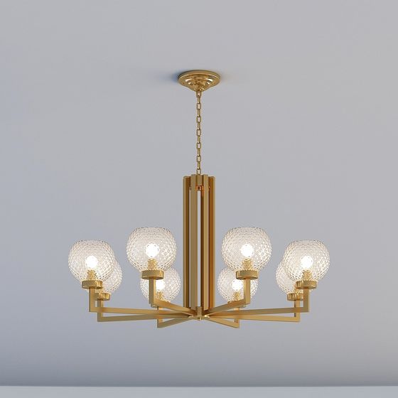 Earth Color Chandelier 3D Model – Elegant Design Free