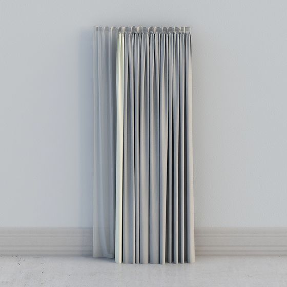 Black and Gray Flat Curtain 3D Model - Free