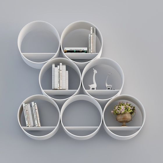 Elegant Ring-Shaped Low-Poly Bookshelf 3D model