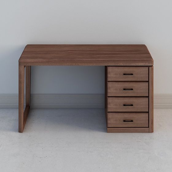 Earth Color Desk 3D Model - Office Style Free