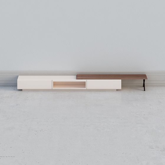 Elegant Minimalist TV Cabinet 3D Model – Low-Poly Wood Design