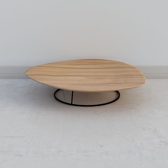 Streamlined Coffee Table 3D Model – Wood and Metal
