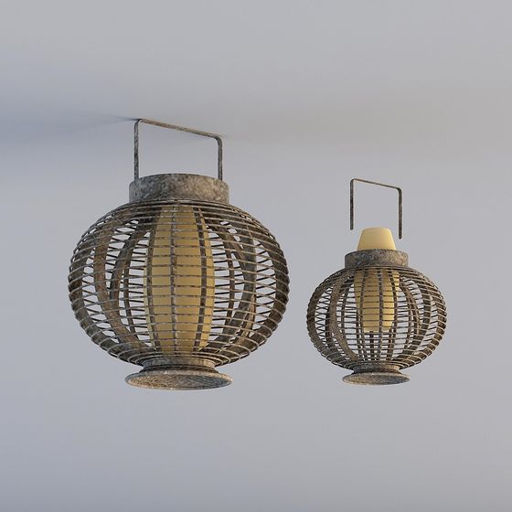 Vintage Lantern 3D Model – Low-Poly Rusted Metal