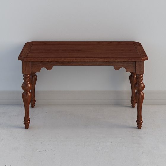 Vintage Style 3D Model Dining Table and Chairs