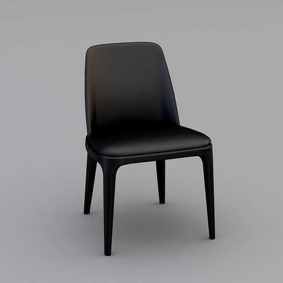 Minimalist Low Poly Chair 3D Model – Black Leather Design