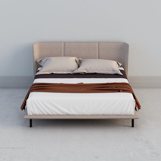 Low Poly Modern Bed Frame 3D model