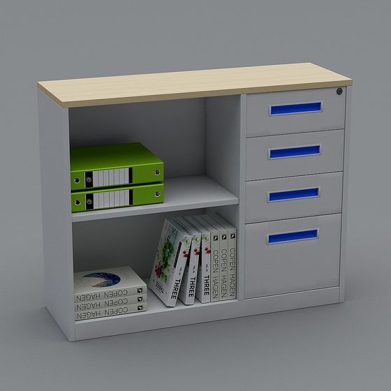 Sleek Minimalist Filing Cabinet 3D model for Offices
