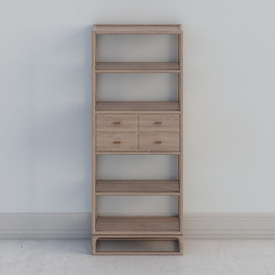Gray New Chinese Bookcase 001 3D Model