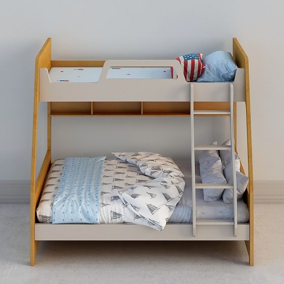 Modern Low-Poly Bunk Bed 3D model