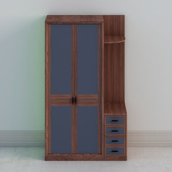 Stylish Low-Poly Wardrobe 3D model for Modern Spaces