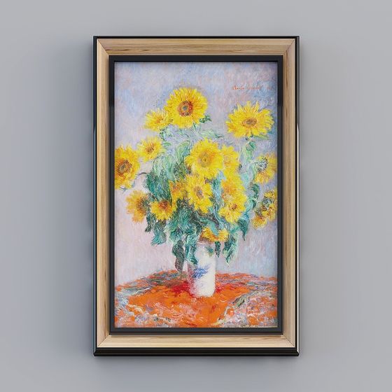 Sunflower Frame 3D Model Inspired by Monet