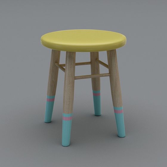 Colorful Low Poly Stool 3D model for Creative Spaces