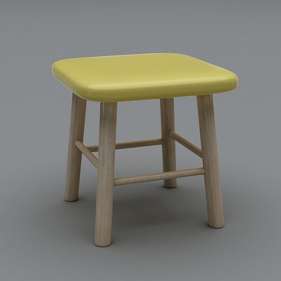 Unique Low-Poly Wooden Stool 3D model