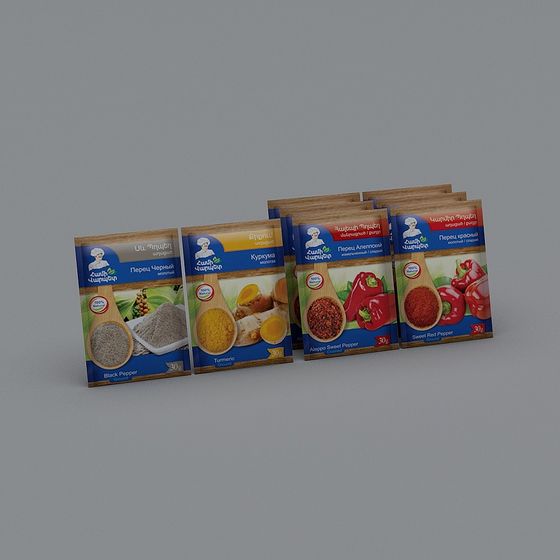 Vibrant Spice Packaging 3D model for Kitchen Design