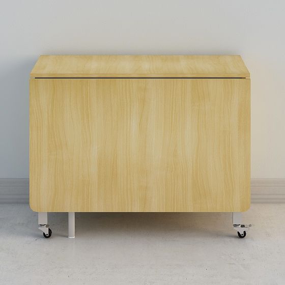 Stylish Movable Storage Cabinet 3D Model – Wood and Metal