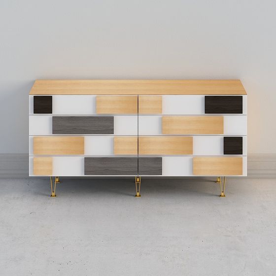 Abstract Art Cabinet 3D Model – Low-Poly Modern Design