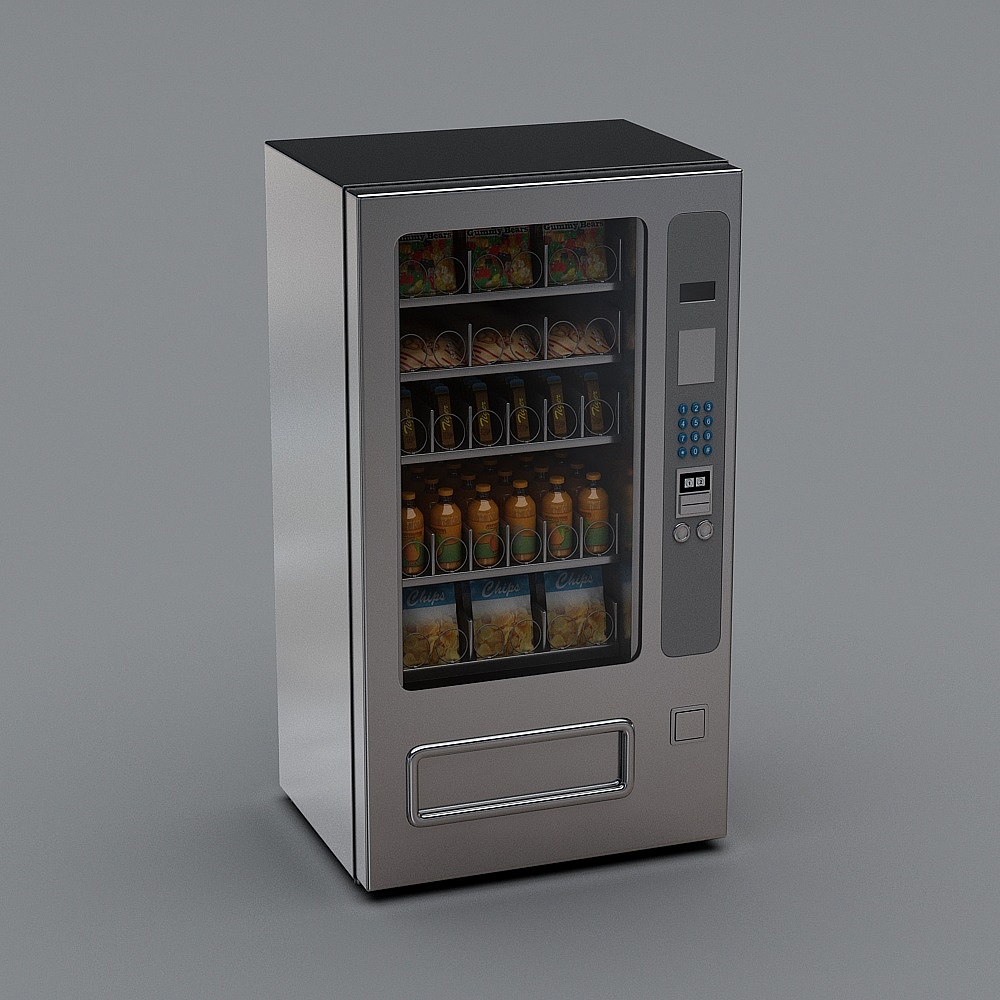 Realistic Vending Machine 3D Model – Black Metal Design