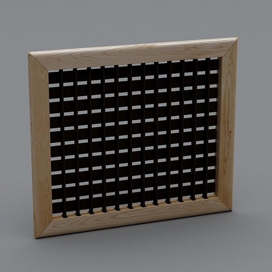 Stylish Wooden Louvered Window 3D model