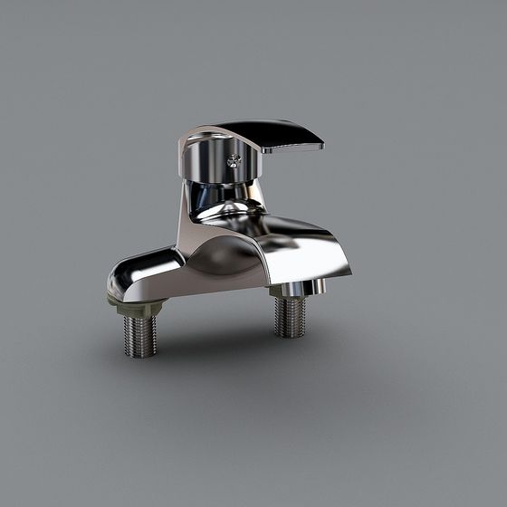 Elegant Low-Poly Faucet 3D Model – Sleek Metallic Design