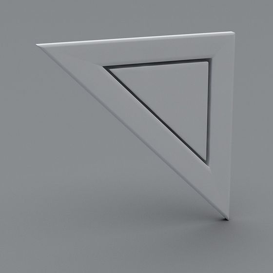 Triangular Window Frame 3D Model – Minimalist Gray Design