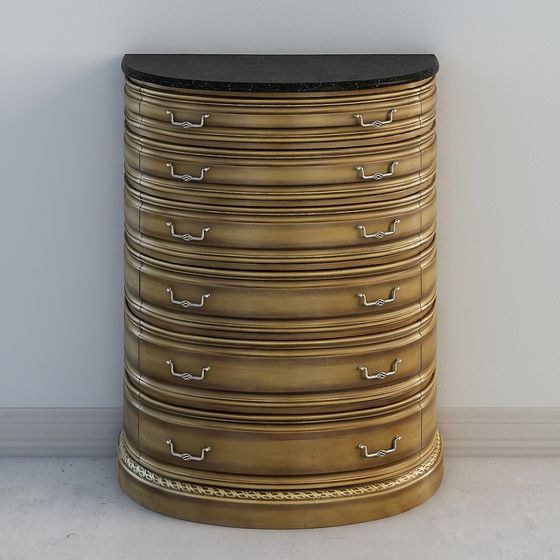 Stylish Half-Round Storage Cabinet 3D model
