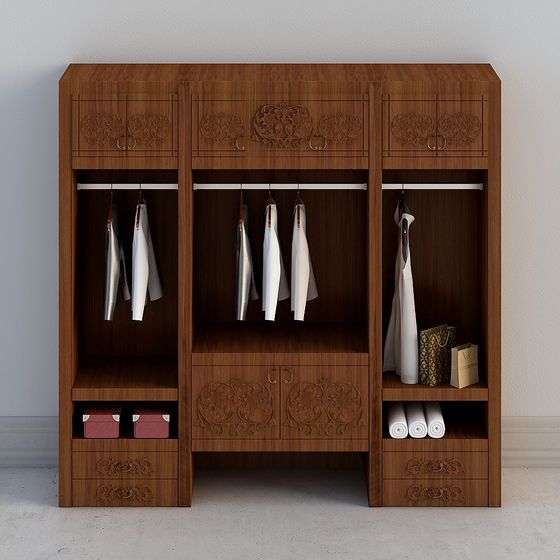 Elegant Low-Poly Wardrobe 3D model for Modern Interiors