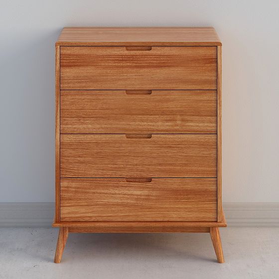 Mid-Century Modern Dresser 3D Model – Wooden Retro Style