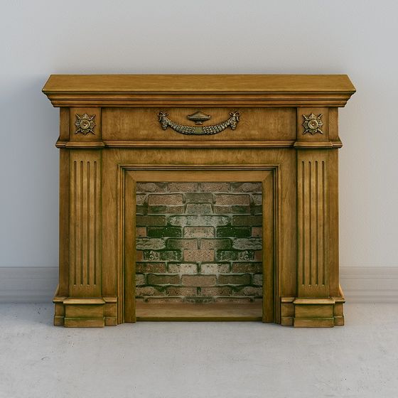 Low Poly Detailed Fireplace 3D model