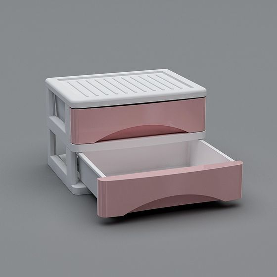Stylish Minimalist Double Drawer Cabinet 3D model