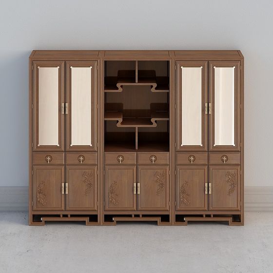Elegant Chinese Bookshelf 3D model for Modern Design