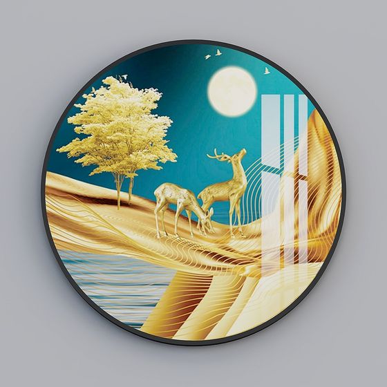 Moonlit Deer Scene 3D model