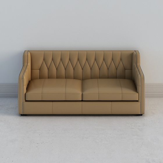 Elegant Low-Poly Leather Sofa 3D Model