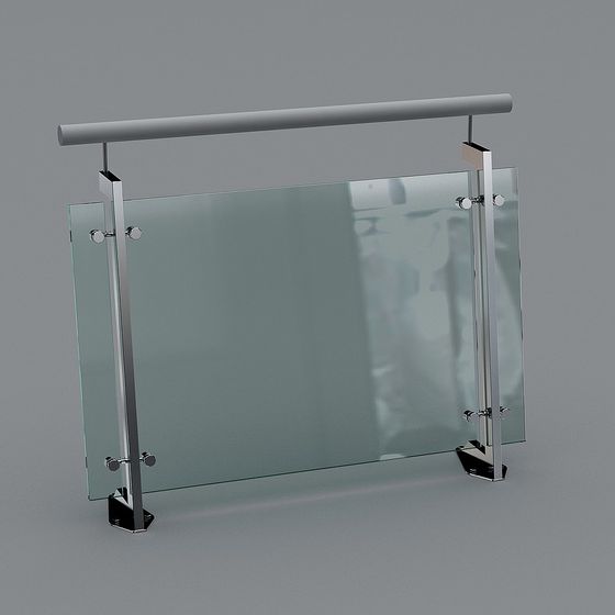 Stylish Glass Railing 3D model for Modern Urban Design
