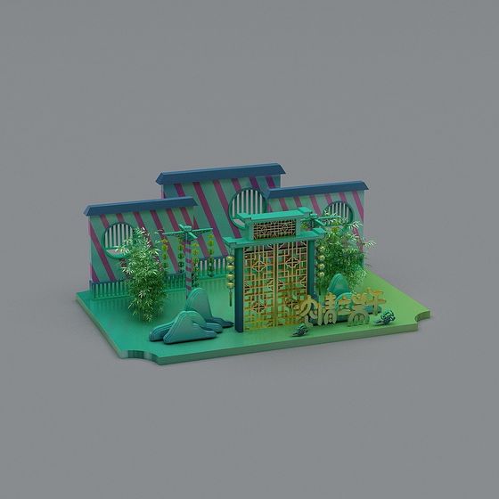 Vibrant Bamboo Grove Cottage 3D model