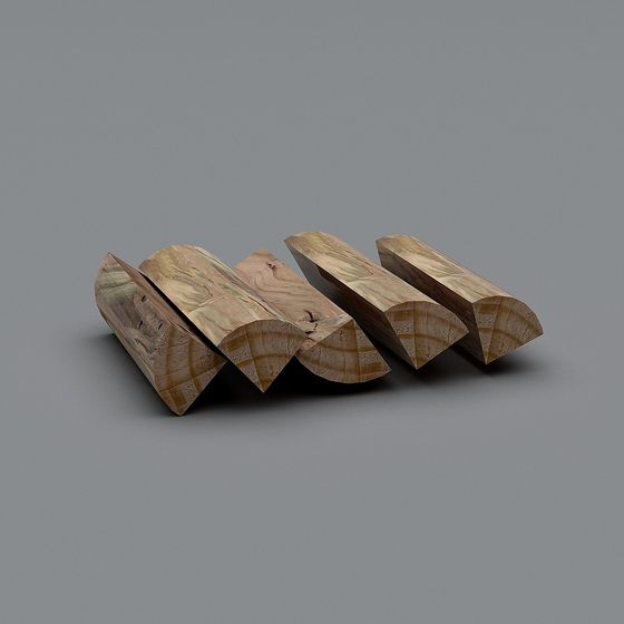 Natural Wood Decorative Strips Low Poly 3D Model