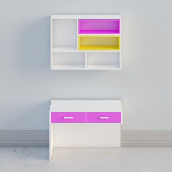 Low-Poly Colorful Storage Cabinet and Nightstand 3D model