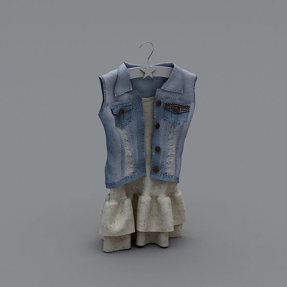 Retro Modern Low Poly Denim Vest 3D model