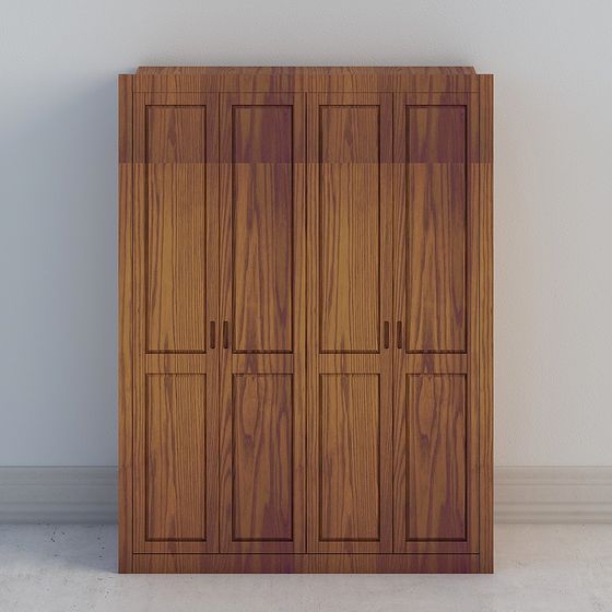 Elegant Low-Poly Wardrobe 3D Model – Wood Texture Design