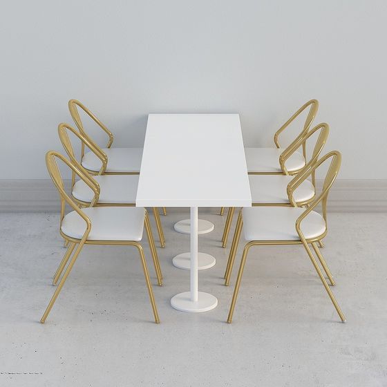 Elegant Golden Dining Table and Chairs – Minimalist Luxury