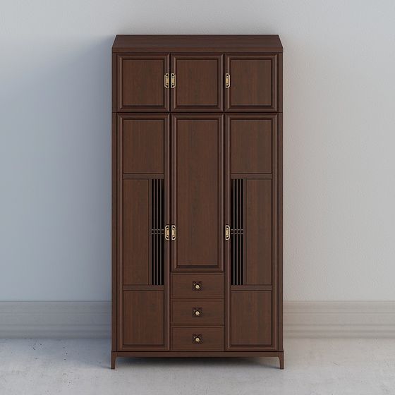 Elegant Low-Poly Wardrobe 3D Model with Wood Textures
