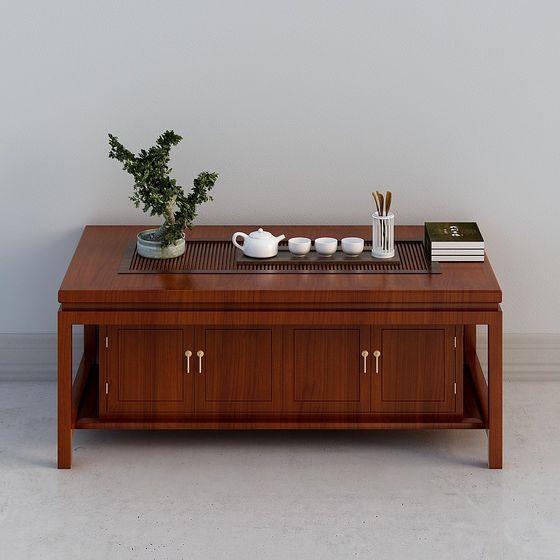 Low-Polygon Tea Table 3D Model – Modern Minimalist Design