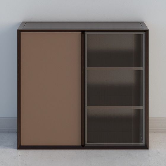 Sleek Sliding Door Storage Cabinet 3D model