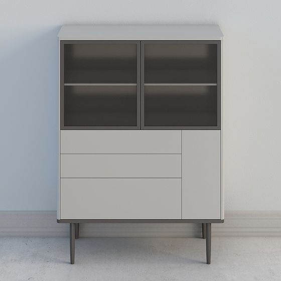 Urban Storage Cabinet 3D Model – Matte Gray Storage Unit