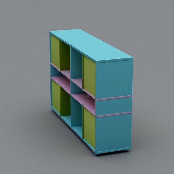 Colorful Low-Poly Storage Cabinet 3D model