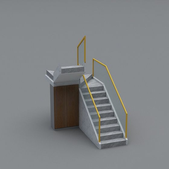 Elegant Low-Poly Modern Staircase 3D model